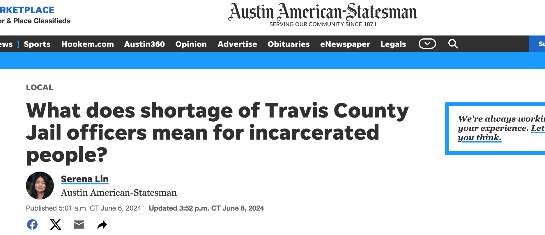 Austin American-Statesman: What does shortage of Travis County Jail ...