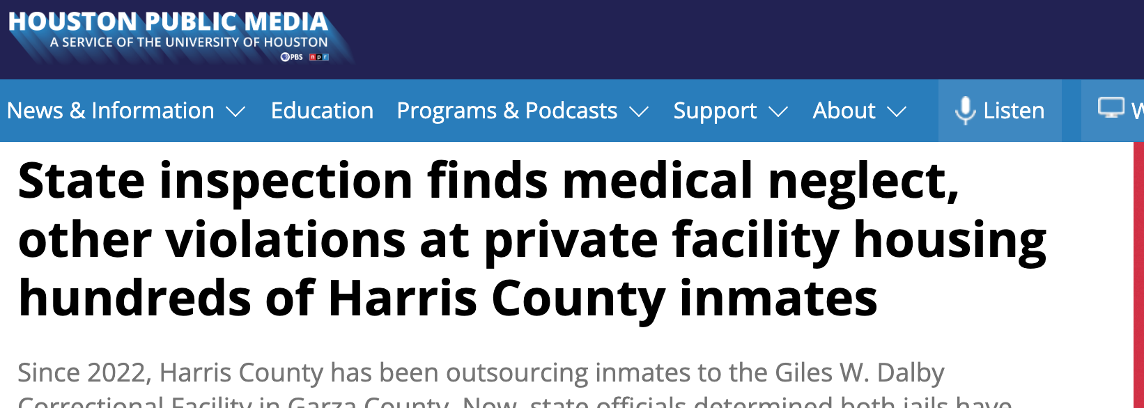 Houston Public Media: State inspection finds medical neglect, other ...