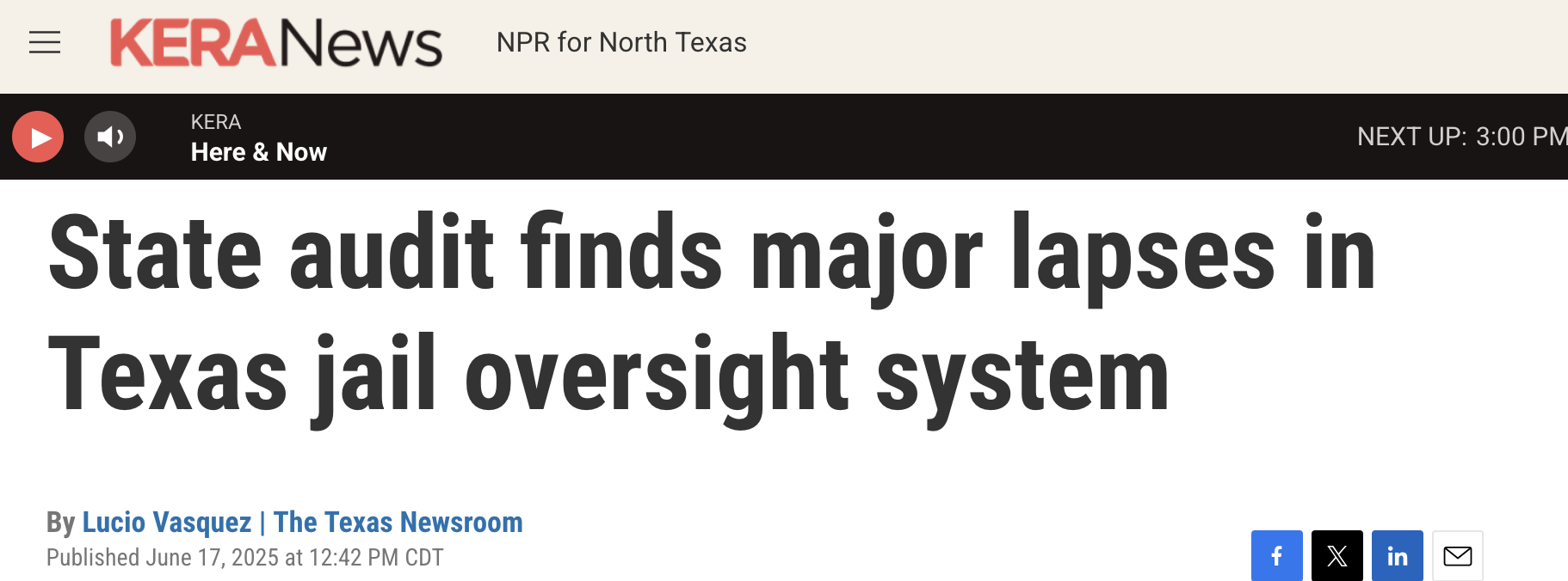Media spotlight week 6/16/25 - Texas Jail Project - Texas Jail Project